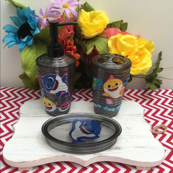 Bath | Baby Shark Soap Dispenserbaby Shark Toothbrush Holderbathroom ...